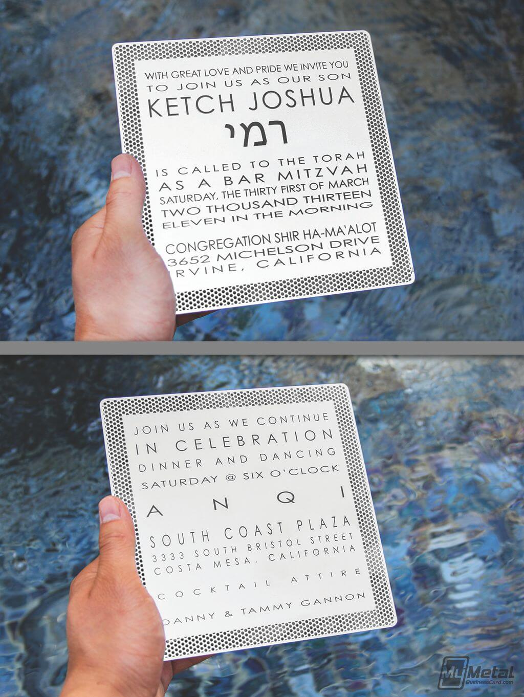 Metal Bar Mitzvah And Bat Mitzvah Invitations - Metal Business Cards ...